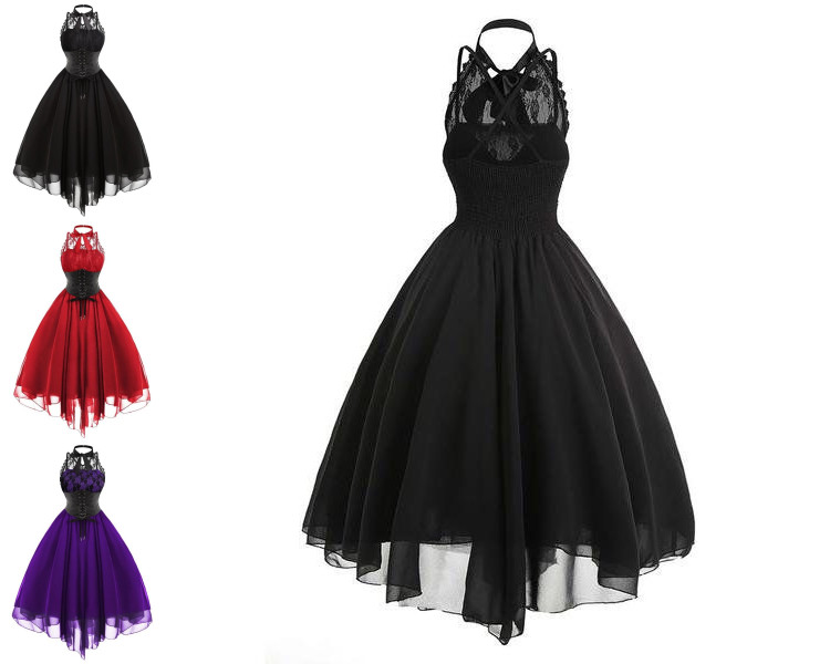 Gothic Cross Back Lace Panel Corset Dress,cute Homecoming Dress on Luulla